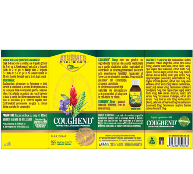 Coughend Fara Zahar, 100 ml, Sirop - Ayurmed